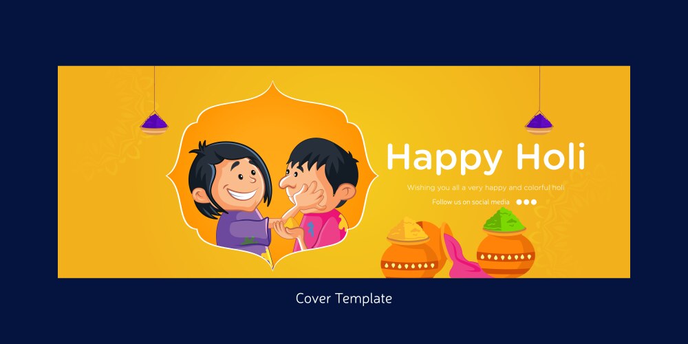 Happy holi cover page design Royalty Free Vector Image