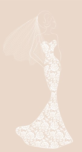 Bride in lace dress Royalty Free Vector Image - VectorStock