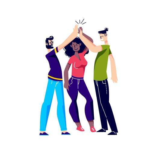 Cartoon guys five best friends student Royalty Free Vector