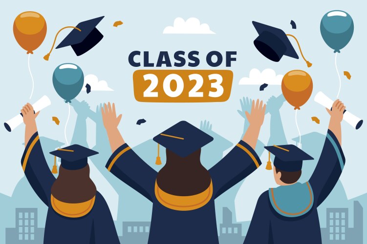 Flat background for class of 2023 graduation Vector Image