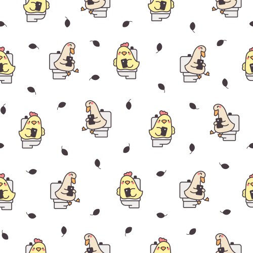 Pooping on toilet with phone seamless pattern Vector Image