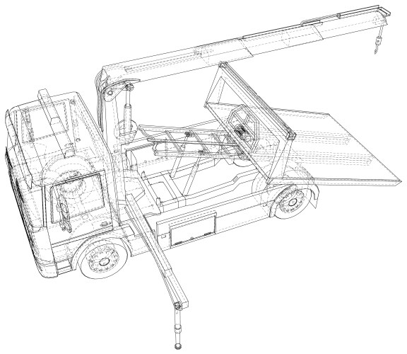 Wire-frame tow truck the layers visible Royalty Free Vector