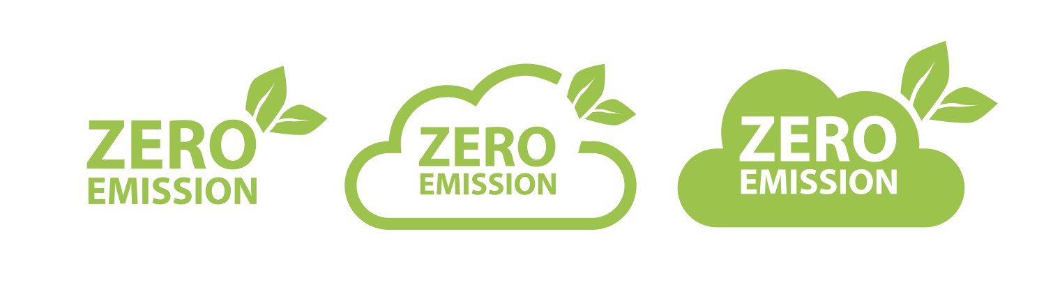 Zero emission net zero label stamp design leaves Vector Image