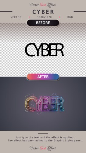 Cyber cable - editable text effect font style Vector Image