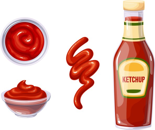 Sauces and spices ketchup in bottles set Vector Image