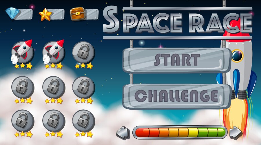 Graphic user interface for space adventure game Vector Image