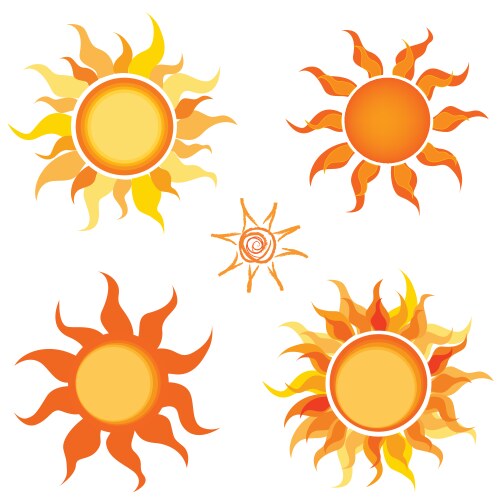 Cheerful cartoon sun characters set Royalty Free Vector
