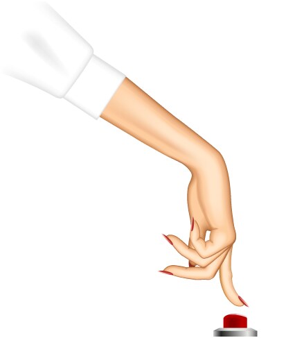 Red stop push button sign emblem hand wit Vector Image