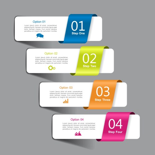 Paper twisted reminder banner infographic steps Vector Image