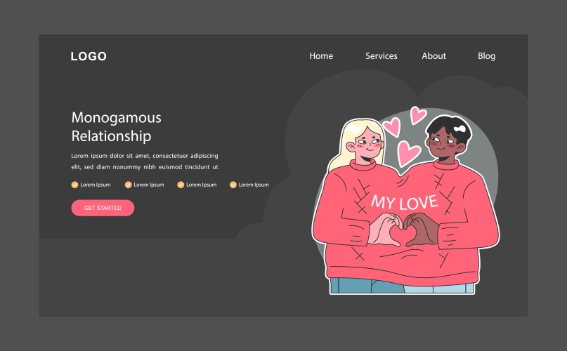 Monogamous relationship united in exclusive Vector Image