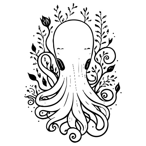 Octopus flower sketch hand draw Royalty Free Vector Image