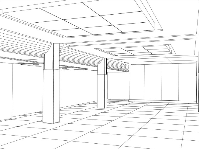 3d room corner with perspective grid interior Vector Image