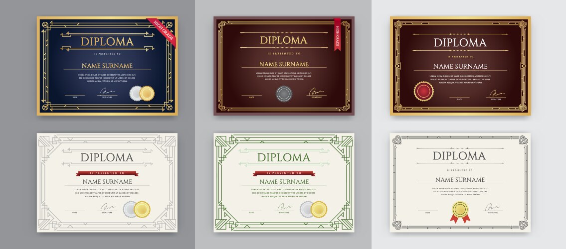 Big set of diploma or certificate premium design Vector Image