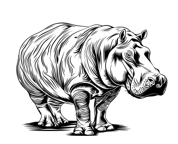 Hippo Clip Art Black And White