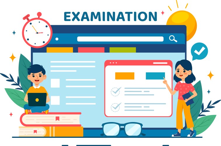 Examination paper with online exam form papers Vector Image