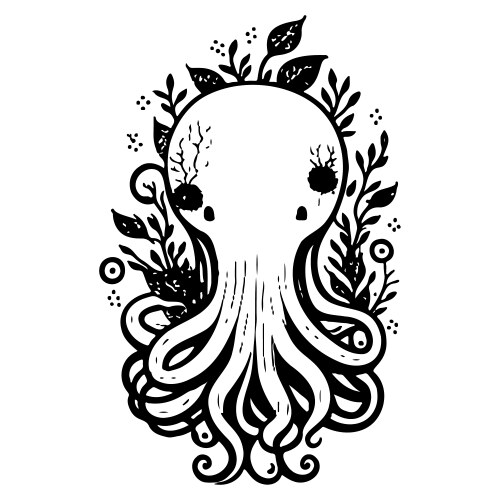 Octopus flower sketch hand draw Royalty Free Vector Image