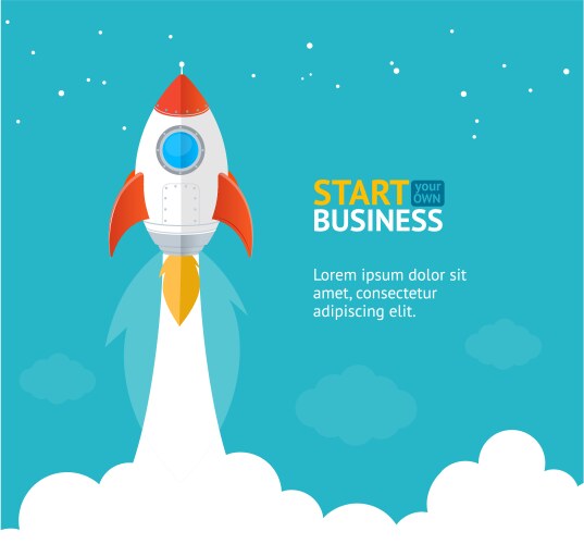 Rocket launch banner Royalty Free Vector Image
