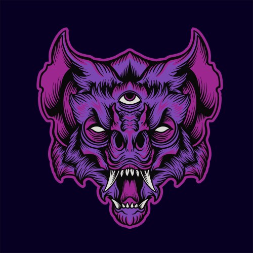 Scary bat monster monochrome Royalty Free Vector Image