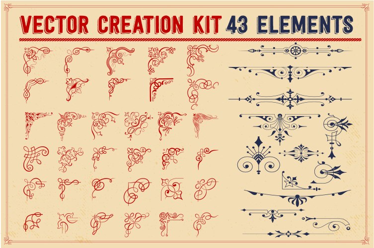 Victorian crown and decorative elements Royalty Free Vector