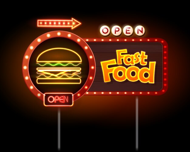 Cheeseburger neon sign poster Royalty Free Vector Image