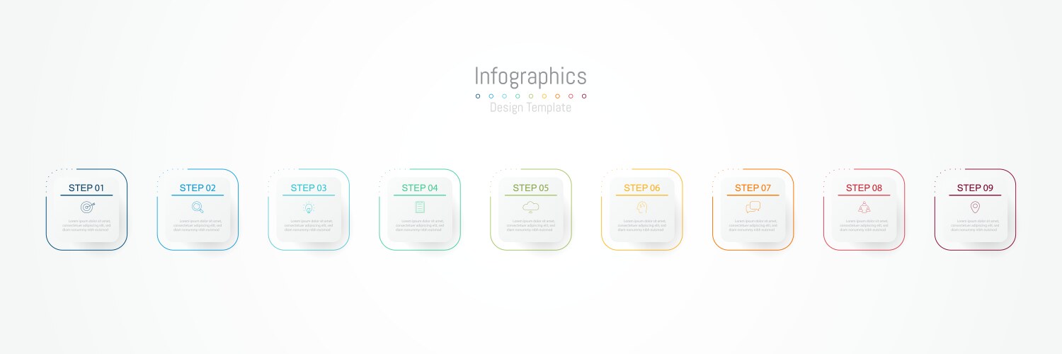 Infographic 9 options design elements Royalty Free Vector