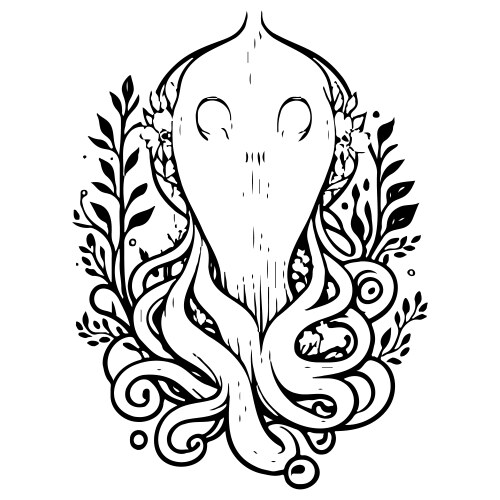 Octopus flower sketch hand draw Royalty Free Vector Image