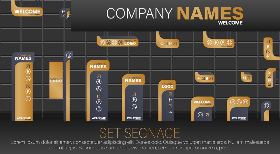 Exterior and interior signage directional pole Vector Image