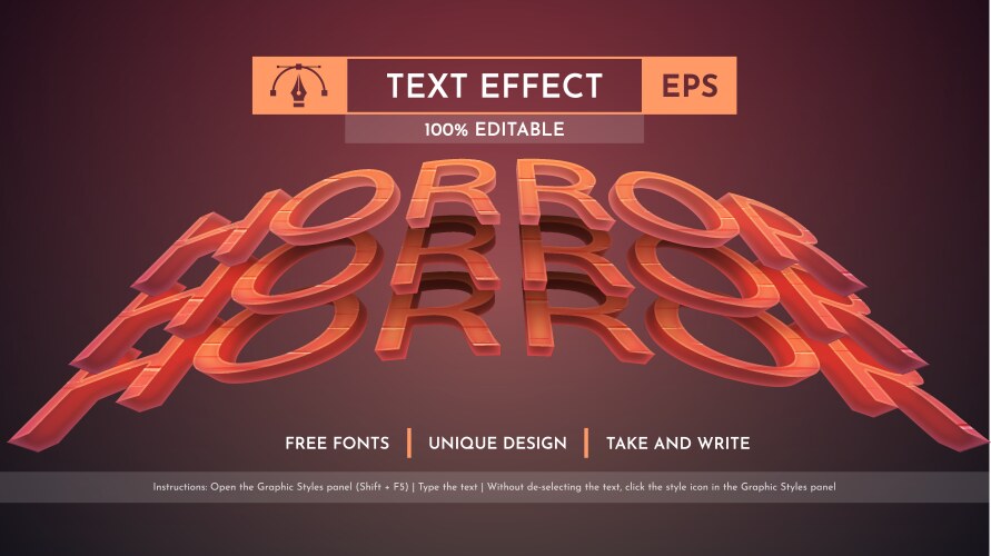 Blood - editable text effect font style Royalty Free Vector