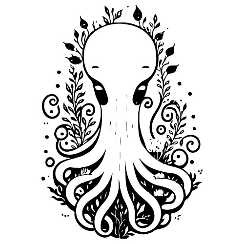 Octopus flower sketch hand draw Royalty Free Vector Image