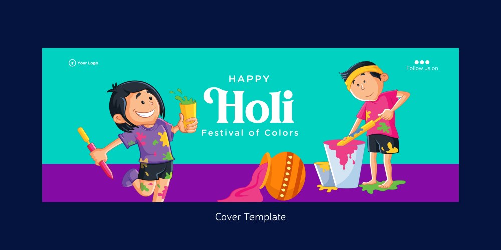 Happy holi cover page design Royalty Free Vector Image
