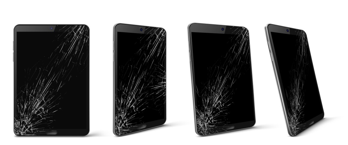Mobile phone with broken screen set gadget device Vector Image