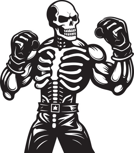 Bone breaker skeleton boxer black logo death Vector Image
