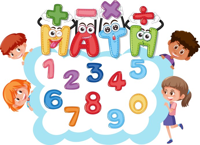 Counting numbers from zero to nine and math Vector Image