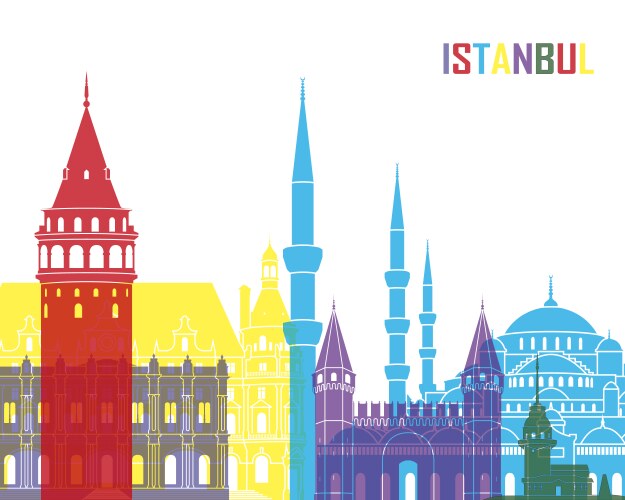 Landscape of the turkish city istanbul Royalty Free Vector