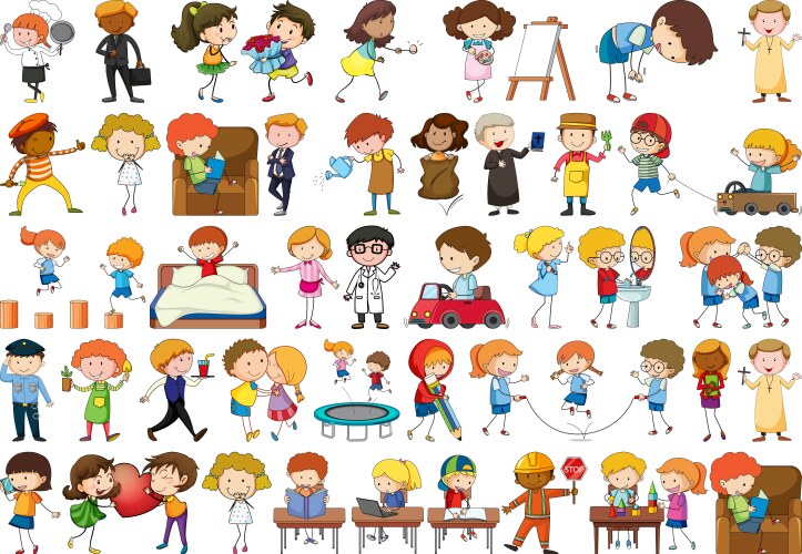 Set simple characters Royalty Free Vector Image