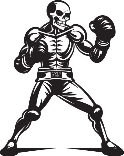 Undead slugfest skeleton boxing black logo grim Vector Image