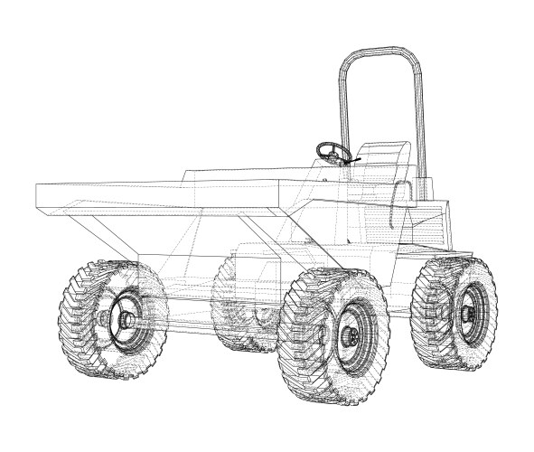 Blueprint of mining dumper on white background Vector Image