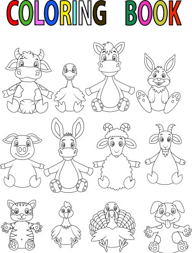 Farm animal coloring book Royalty Free Vector Image