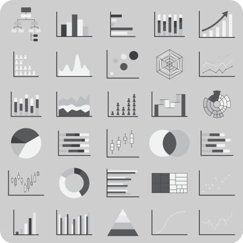 Flat icons basic flowchart diagram Royalty Free Vector Image