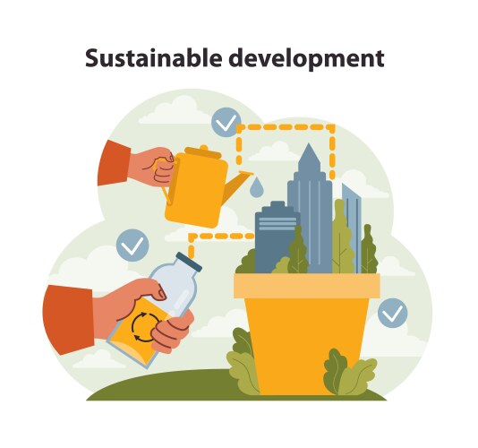 Sustainable development concept flat Royalty Free Vector