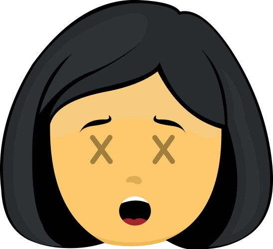 Emoji woman head embarrassed expression Royalty Free Vector