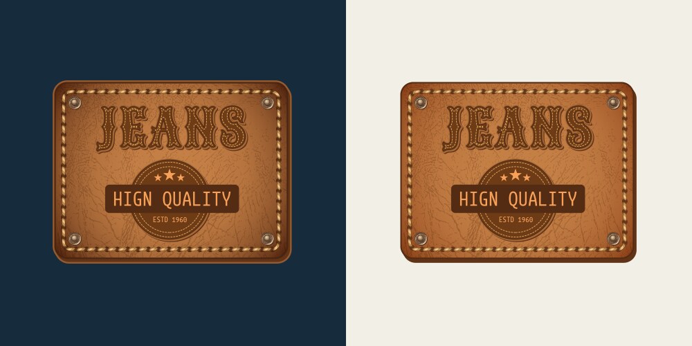 Denim labels graphic leather badge and textured Vector Image