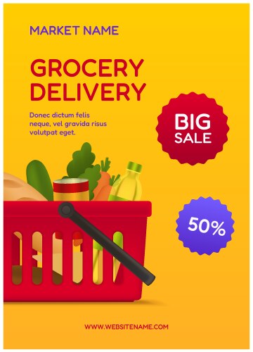 Realistic supermarket poster template Royalty Free Vector