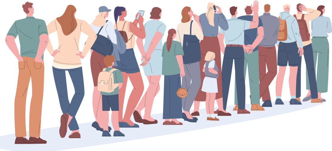 Crowd of Cartoon People Standing in Line Vector Images (over 480)