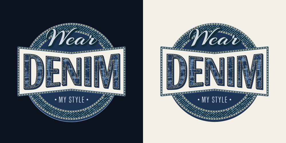 Circular denim themed label with text Royalty Free Vector