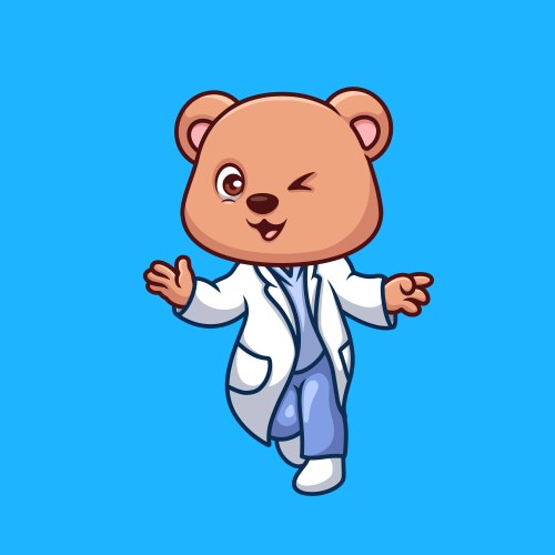 Doctor bear cute cartoon character Royalty Free Vector Image