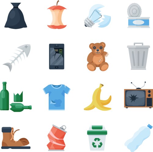 Plastic waste set pollution and environment Vector Image