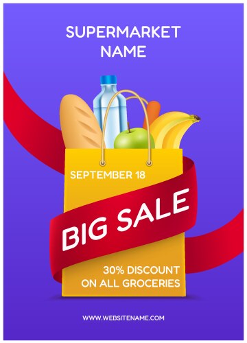 Flat supermarket poster template Royalty Free Vector Image