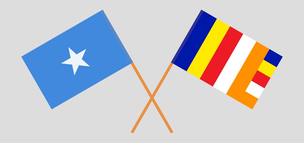 Crossed flags of sri lanka and buddhism official Vector Image