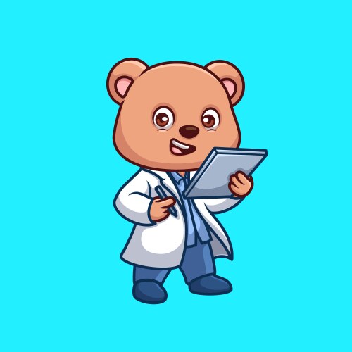 Doctor bear cute cartoon character Royalty Free Vector Image